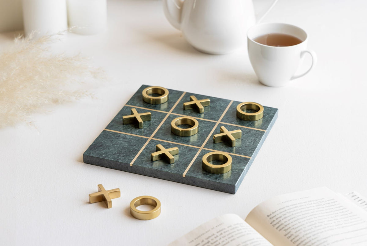 Shop Green Marble Tic Tac Toe Game - Perfect for Table Decor