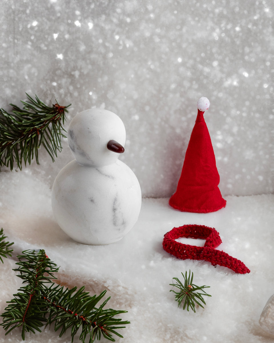 Marble Winter Snowman, Santa Snowman