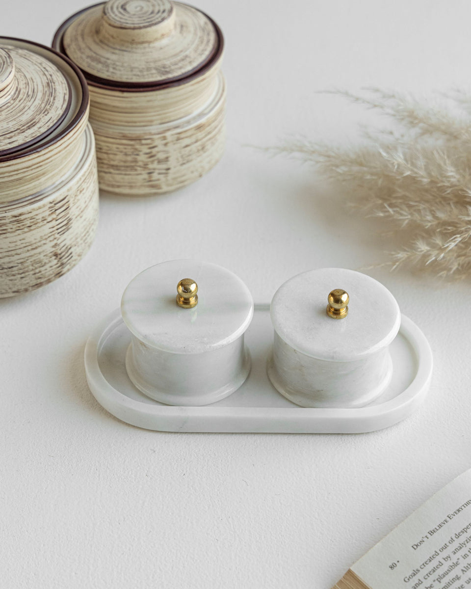 Two Trinkets with one marble tray