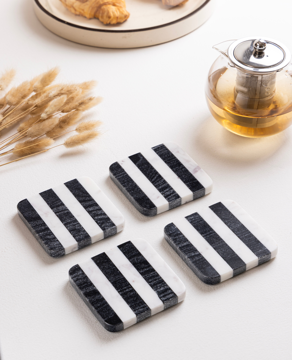 Marble Black & White Coasters (Set of 4)